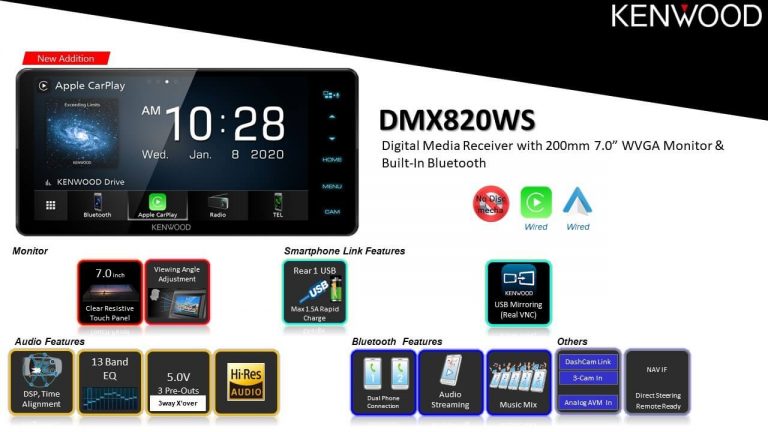 Kenwood DMX820WS Wireless Apple Carplay & Android Auto