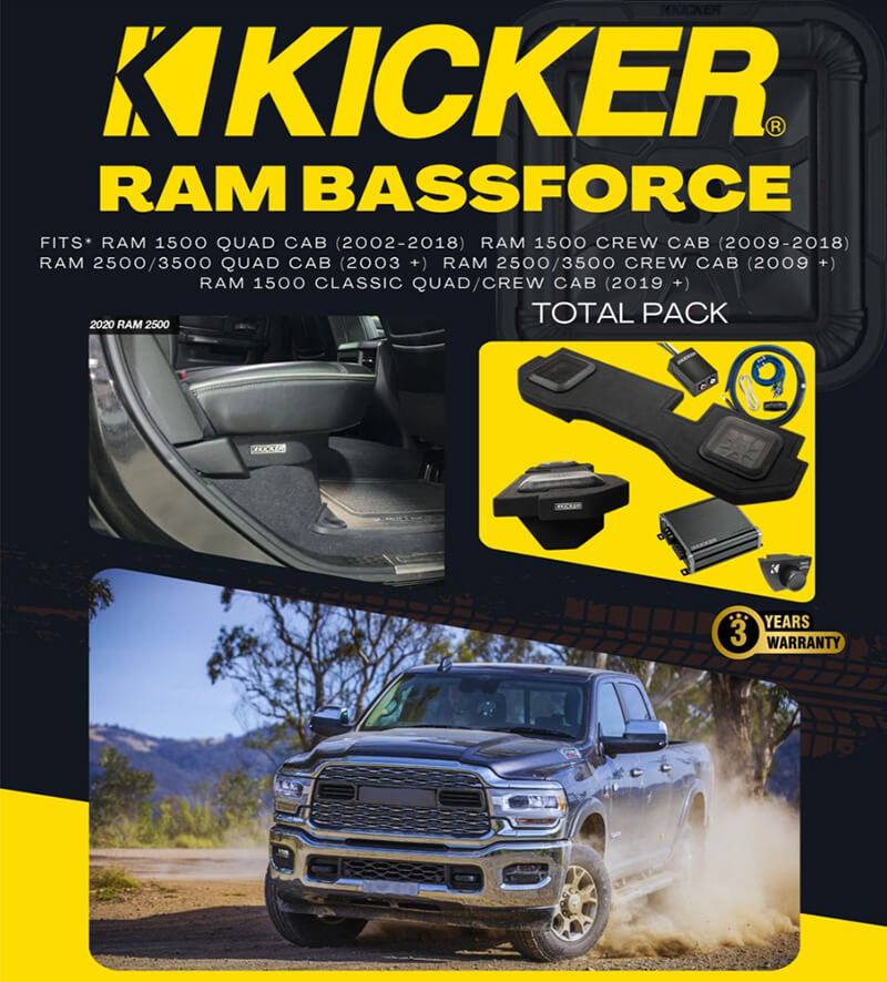 Kicker RAM BassForce Pack for RAM 1500 2500 3500 Quad Crew Cab - PPA ...